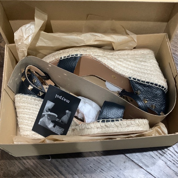 Maypol | Shoes | Nib Maypol Studded Black Wedge Eapadrilles | Poshmark